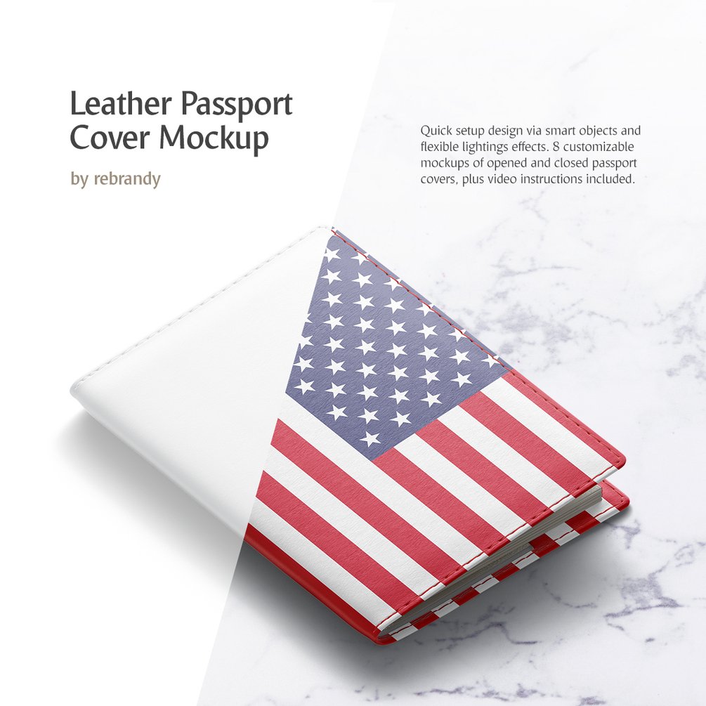 Leather Passport Cover Mockup