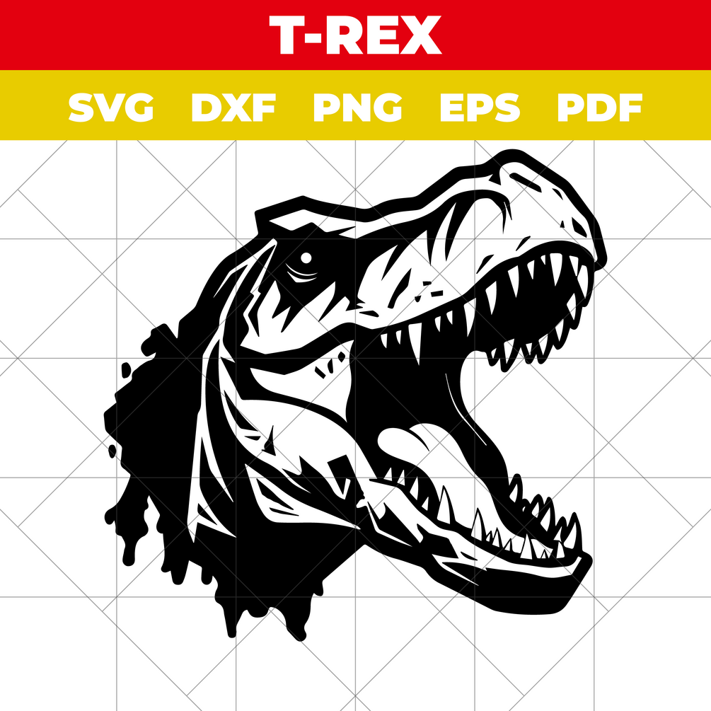 T-Rex Roaring SVG, DXF, PNG, EPS, PDF