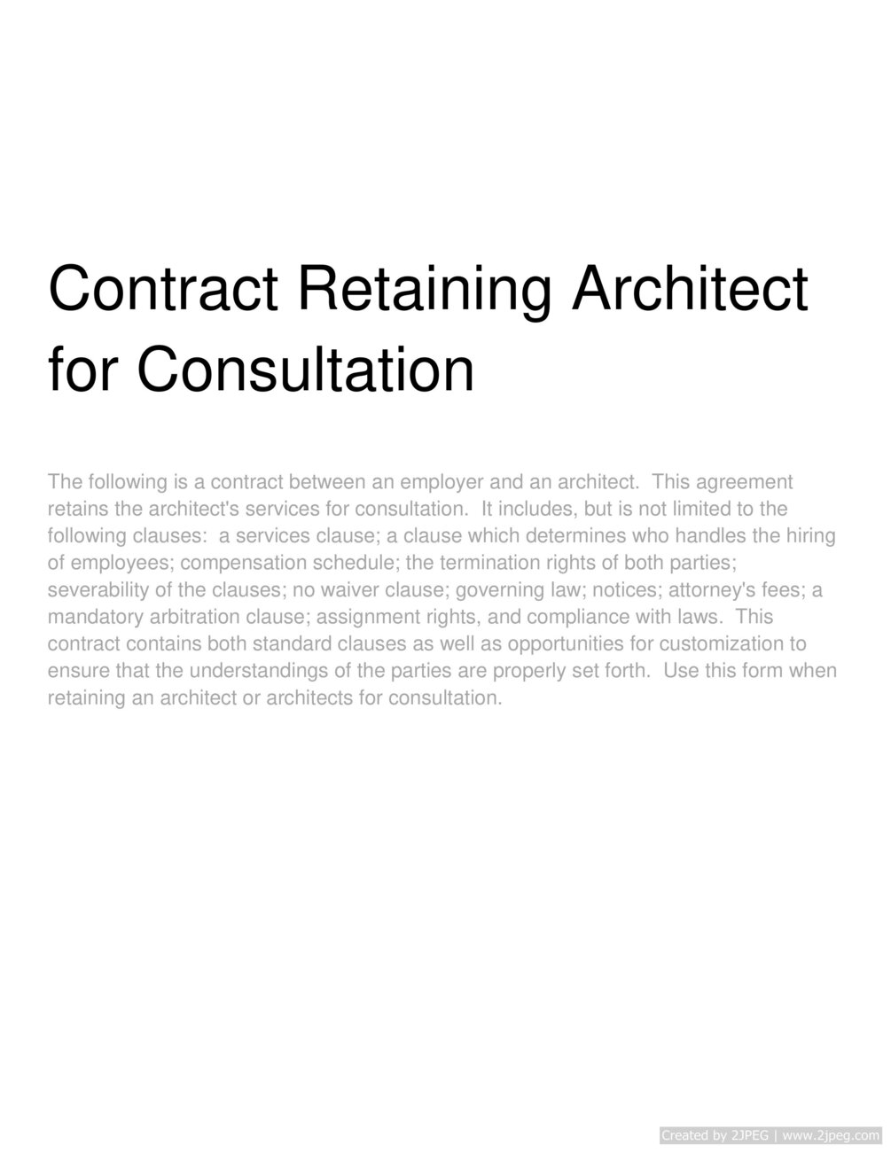 Contract Retaining Architect for Consultation