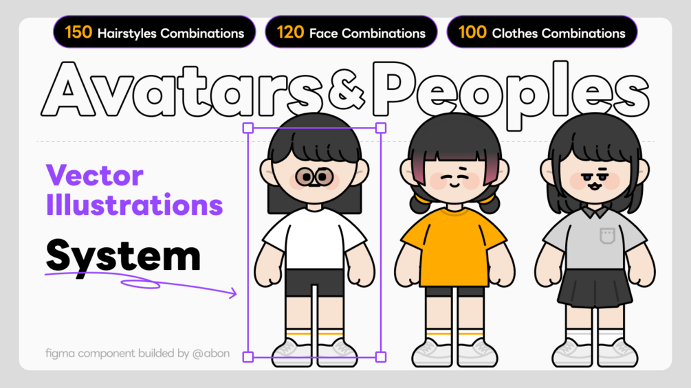 Figma 2D Avatar & People vector illustrations system
