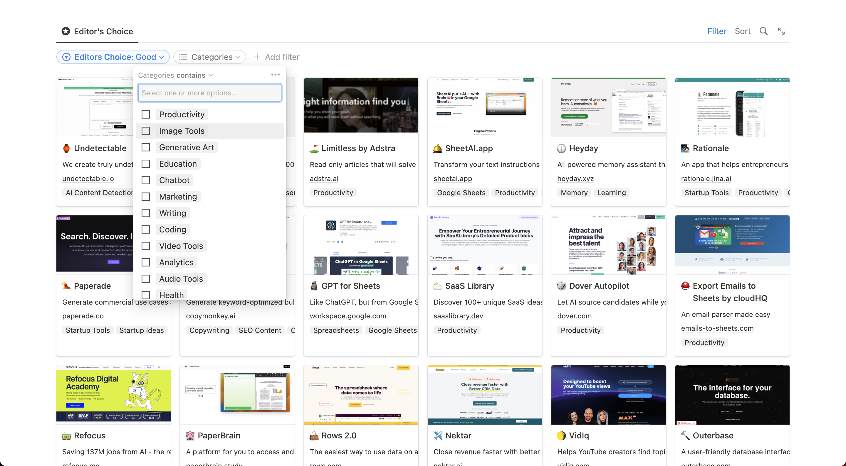 350+ Curated AI Tools Gallery (from over 2500+ AI Tools)