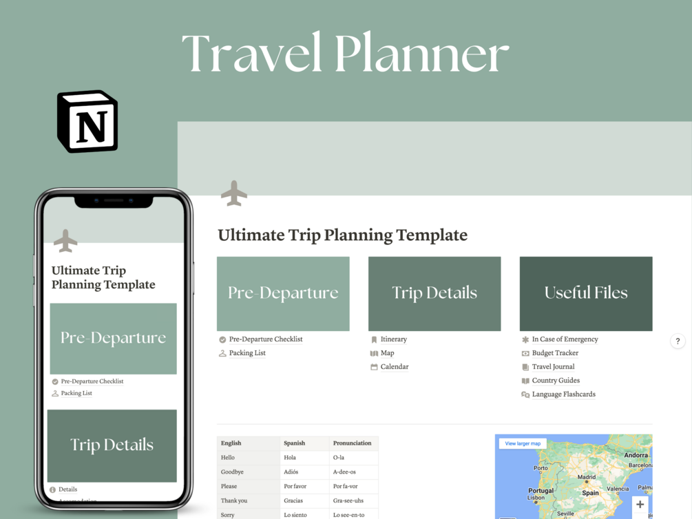 Notion Ultimate Travel Planner Template | Customisable Itinerary Guide ...