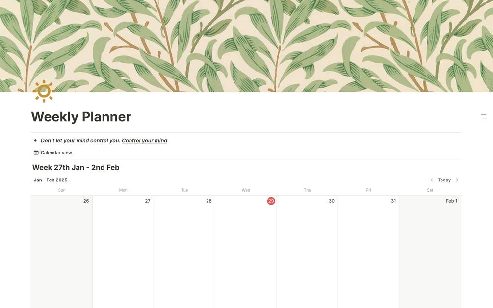 Notion Weekly Planner Template