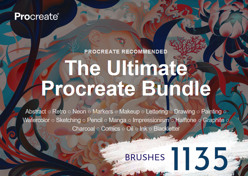 Procreate Brush Bundle - 1135 Procreate Brushes - Drawing brushes - Painting Brushes - Comics ...