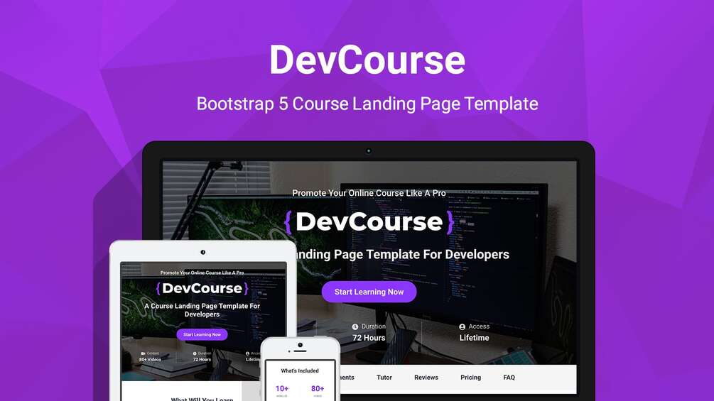 🪴 DevCourse (FREE) - Bootstrap Course Landing Page Template
