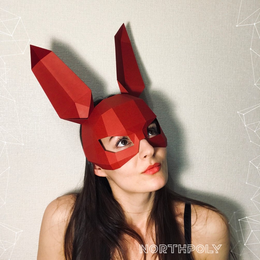 Rabbit Mask Papercraft, Hare Mask, Pdf, Gurko, Pepakura, Template, 3D ...
