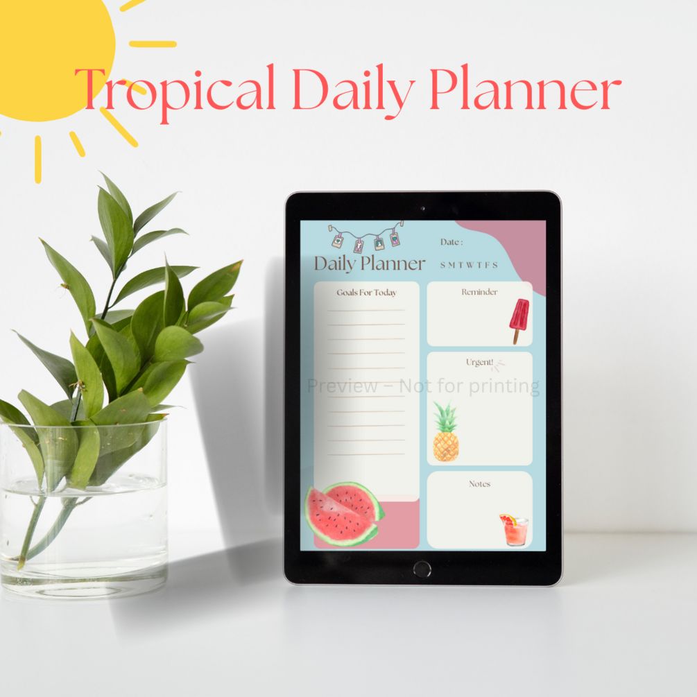 Tropical Summer Daily Planner – Printable PDF