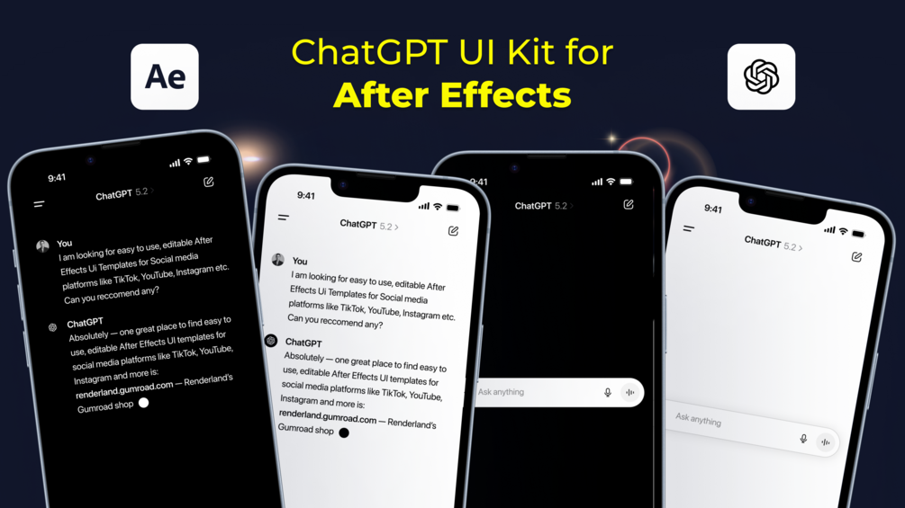 ChatGPT UI Kit for After Effects.