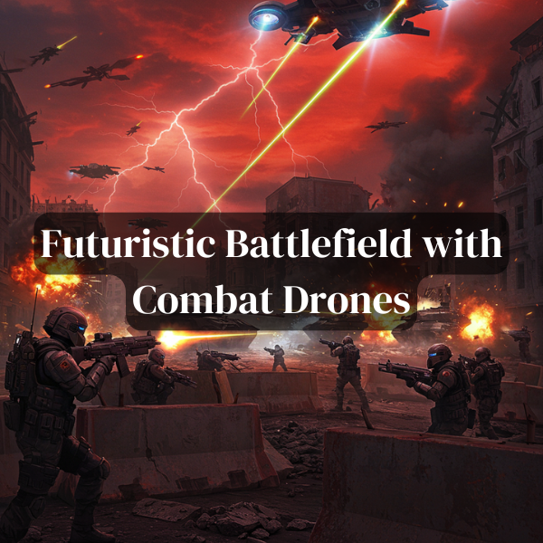 Futuristic Battlefield with Combat Drones