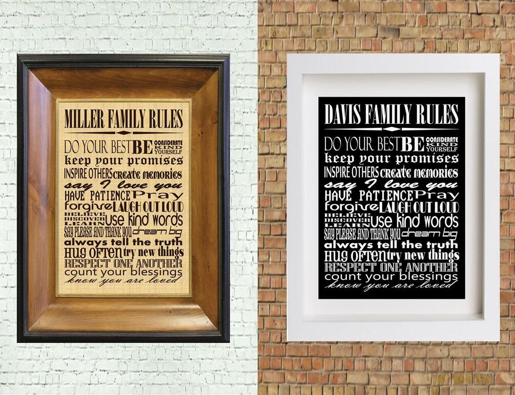 PERSONALIZED FAMILY RULES SUBWAY ART...With Free Shipping!!!