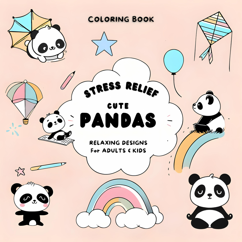 Cute Pandas Stress Relief Coloring Book