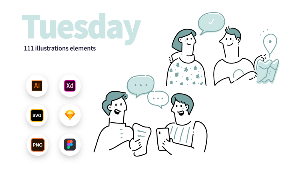 Tuesday illustrations - 111 Vector Elements