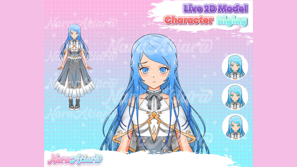 Vtuber Model and Rigging Anime Girl Princess Azura Blue Premade, Live2d ...