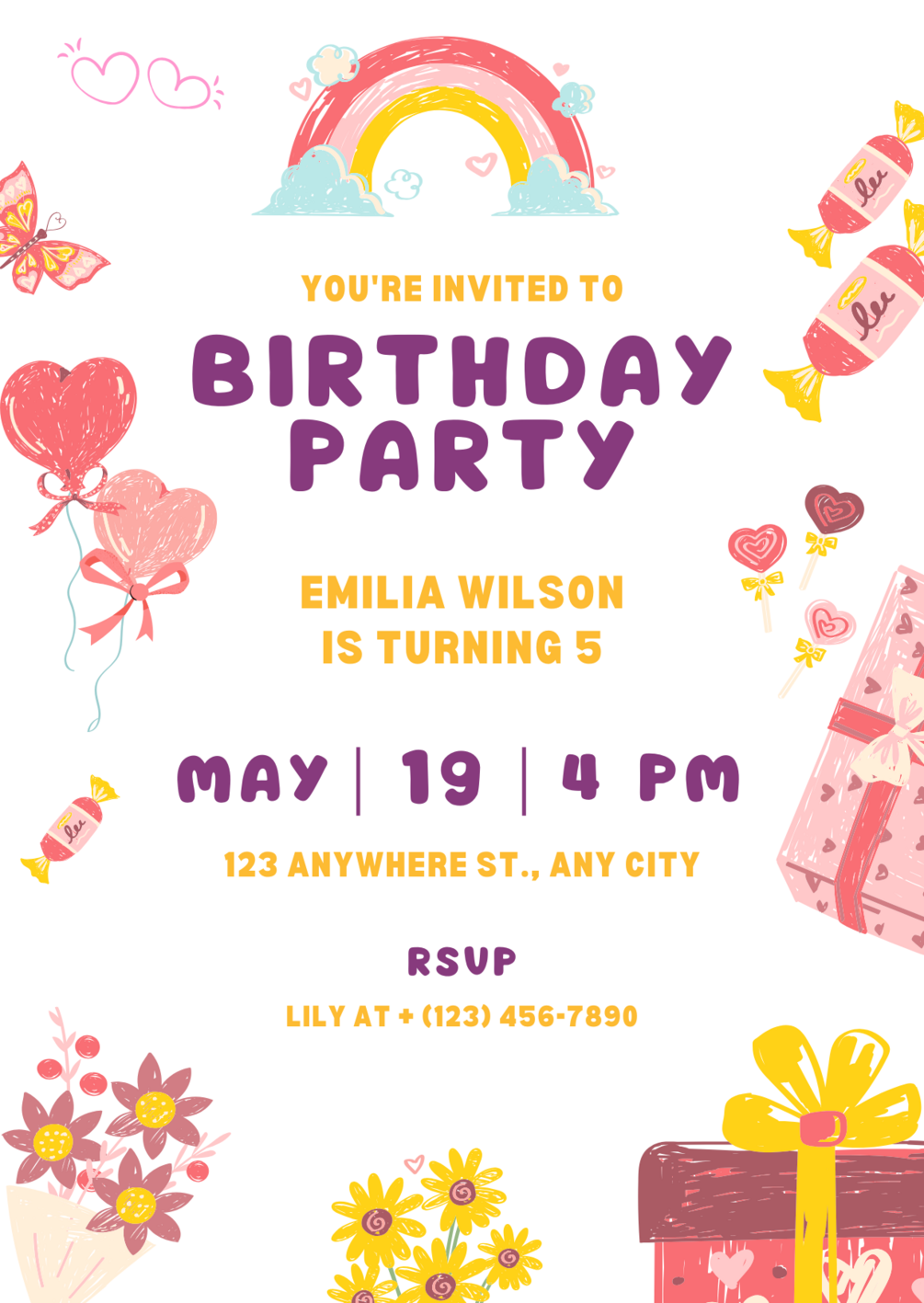 Customizable Canva Birthday Invitation Card Template | Editable Digital ...