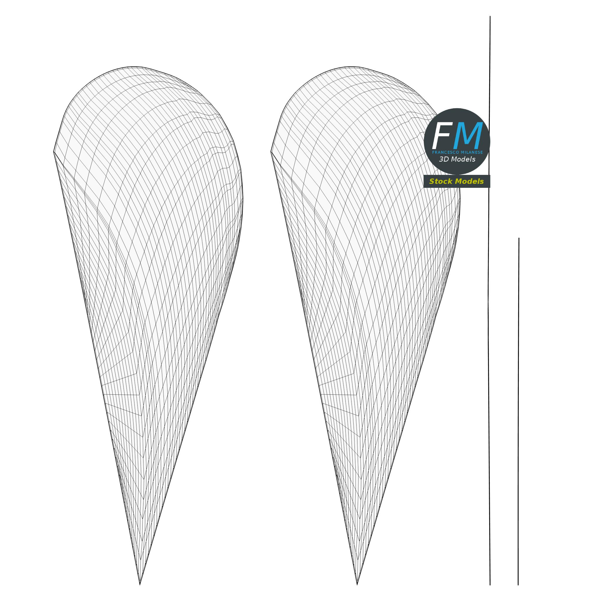 3D MODEL - Teardrop flag