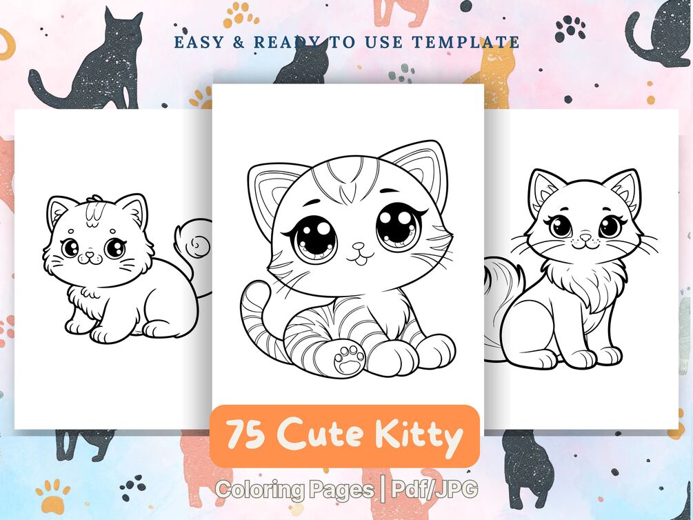 Cute Kitty Coloring Pages (75 Pages) | Purr-fect Fun: 75 Cute Kitty ...