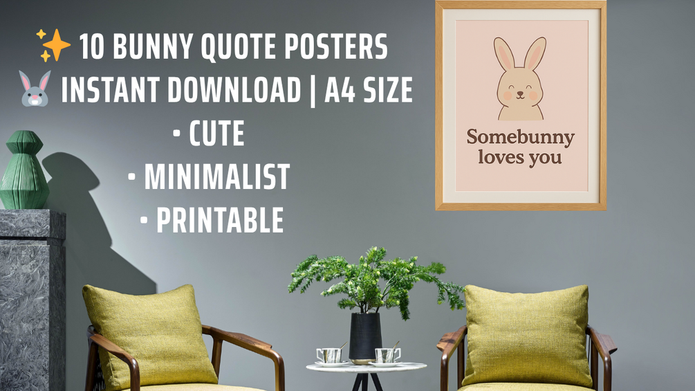 10 Cute Bunny Quote Posters – Printable Wall Art Bundle for Rabbit Lovers
