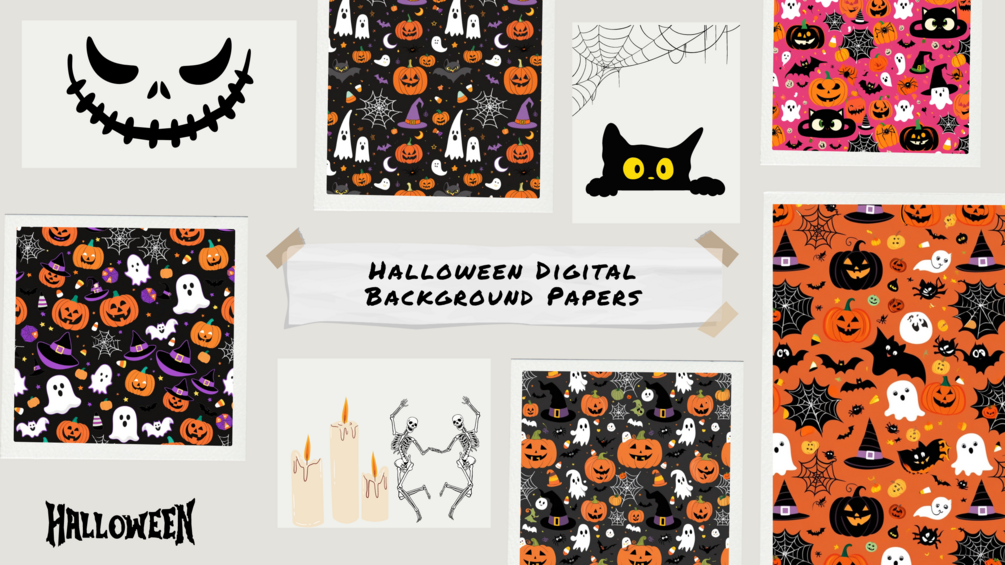 16 Halloween Digital Background Papers – 12x12 inch, 300dpi, Instant ...