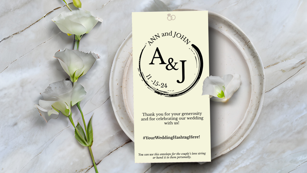 Minimalist Editable Wedding Money Envelope, Digital Download, Editable ...