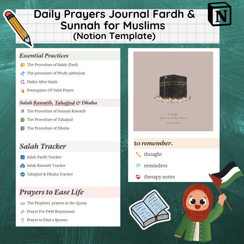 Daily Prayers Journal Fardh & Sunnah for Muslims (Notion Template)