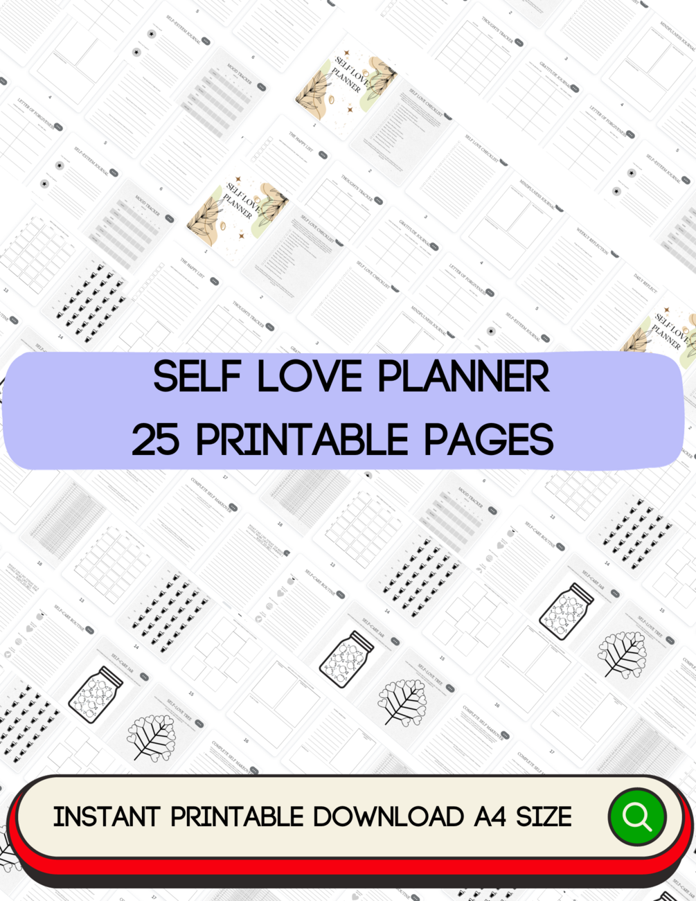 Self Love Planner Printable Self Care Tracker Checklist Mindfulness ...
