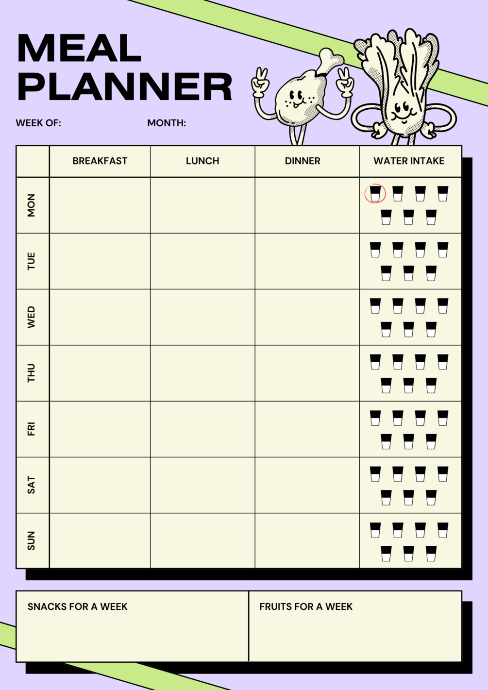 Luxe Purple Weekly Menu Planner | All-in-One Digital Meal, Snack ...