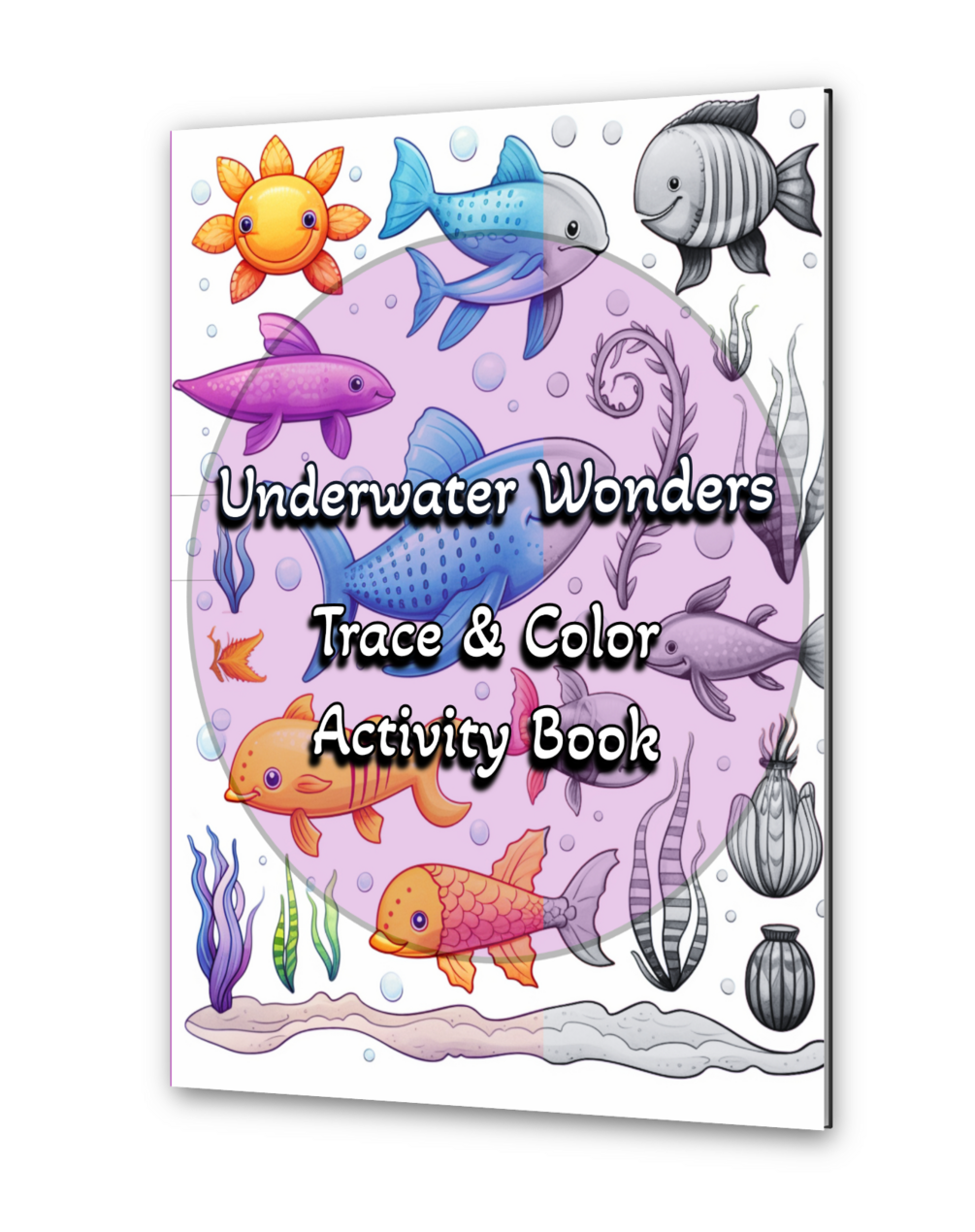 Underwater Wonders: Trace & Color Activity Pages For Kids (25 images)