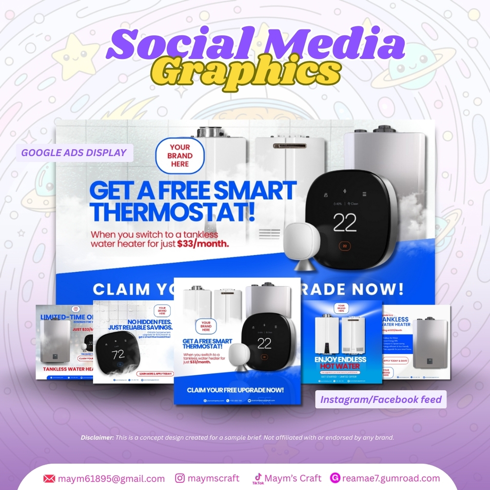 Water Tankless Heater – Canva Template (1080×1080 + Google Ads)