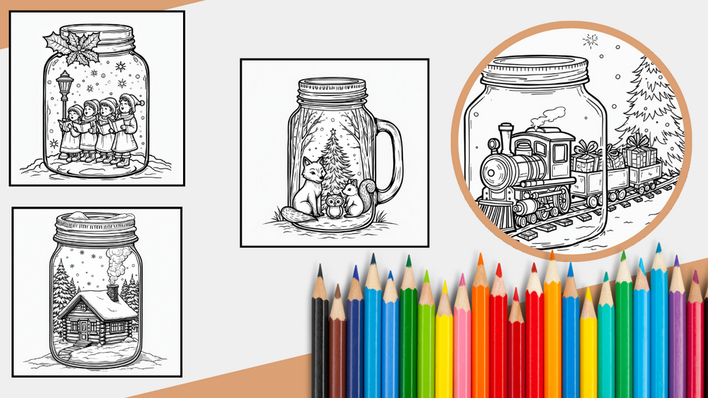 Cozy Christmas Jar Coloring Book: Bold and Easy Holiday Scenes for All ...