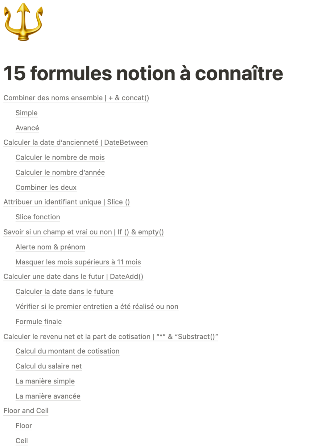 15 formules Notion à connaitre