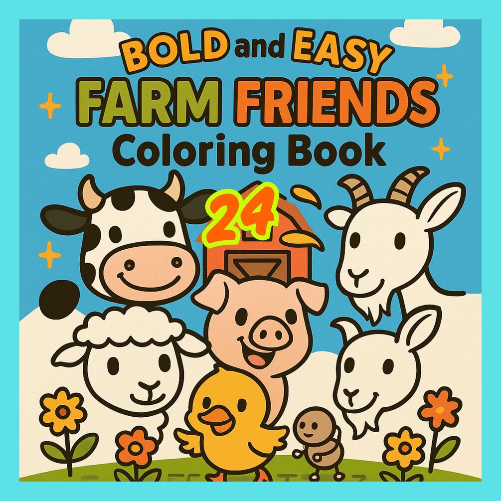 Bold and Easy FARM FRIENDS Coloring Book | Cute Farm Animal Fun for ...