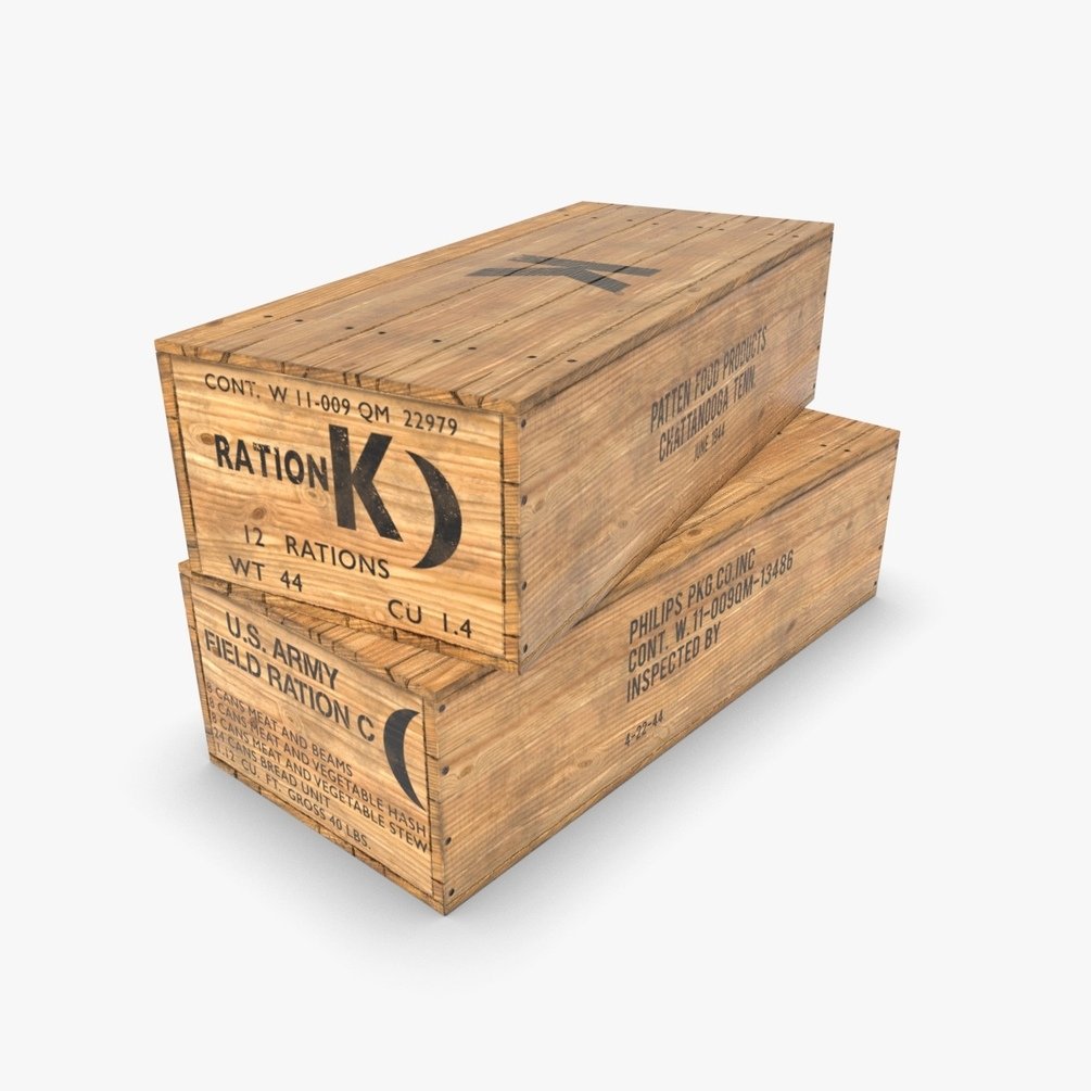 US K and C Rations wooden crate WWII