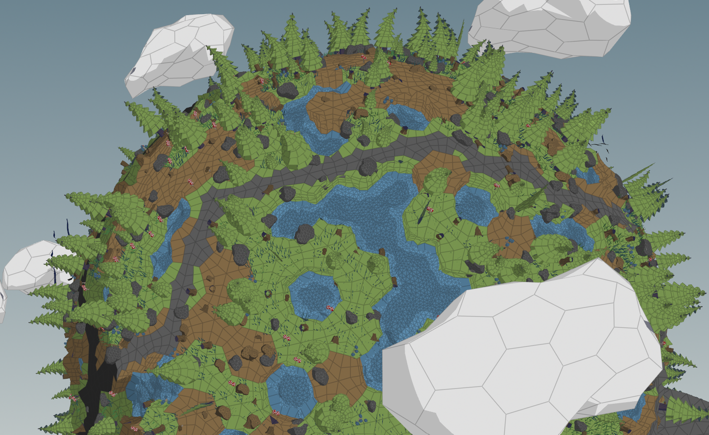 Hexagonal Low Poly Houdini Planet