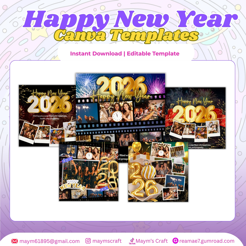 5 Editable 2026 Happy New Year Canva Templates