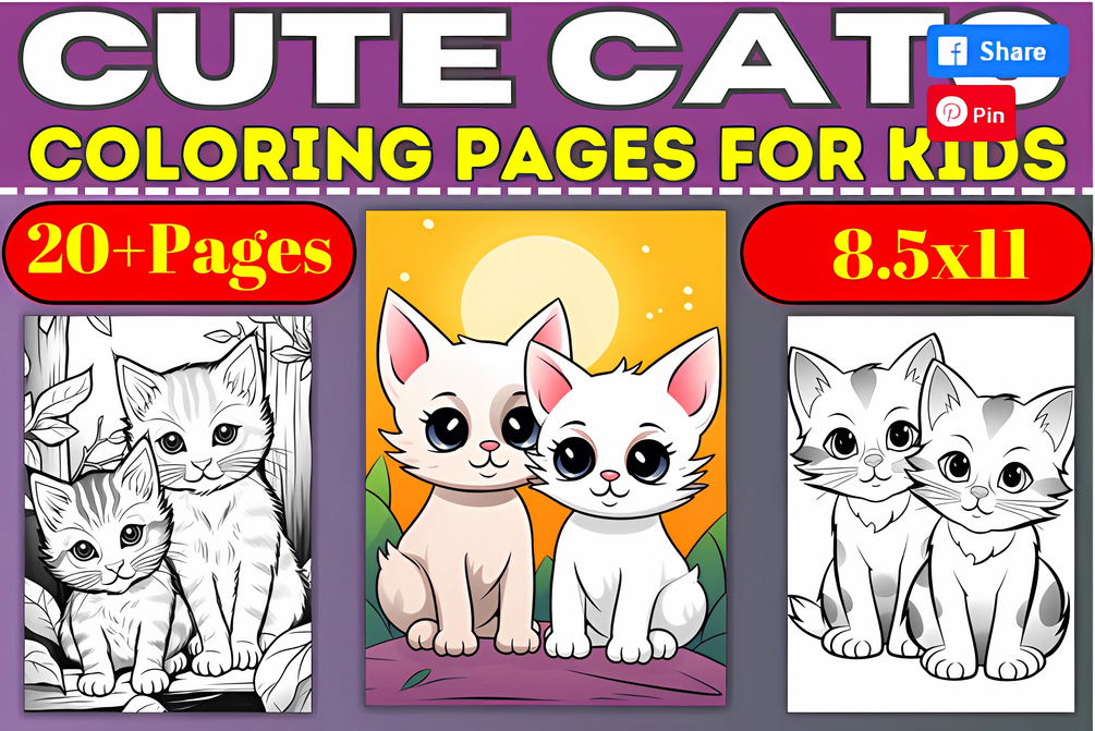 Cute Cats Coloring Pages for Kids