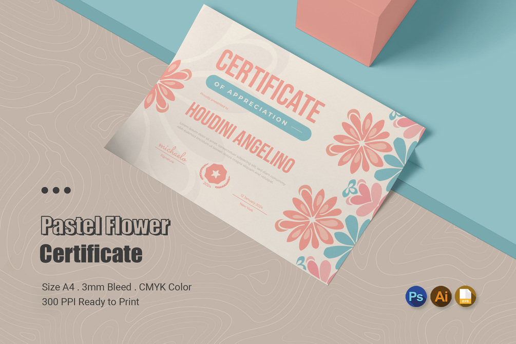 Pastel Flower Certificate