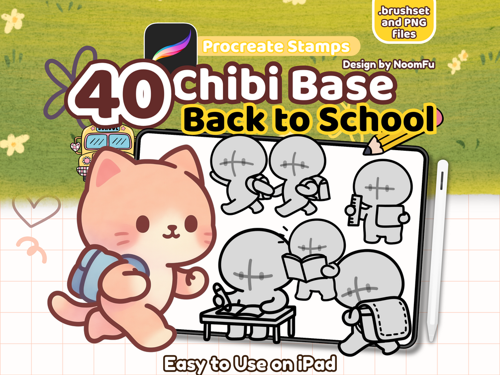 40 Chibi Back to School Procreate Stamps – Cute Poses Guide for Drawing ...