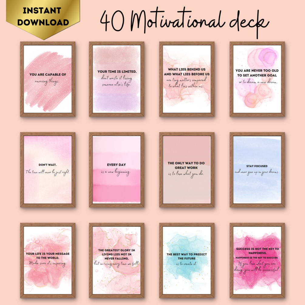 40 Motivational Quote Printable set, Motivational Home/Office decor ...