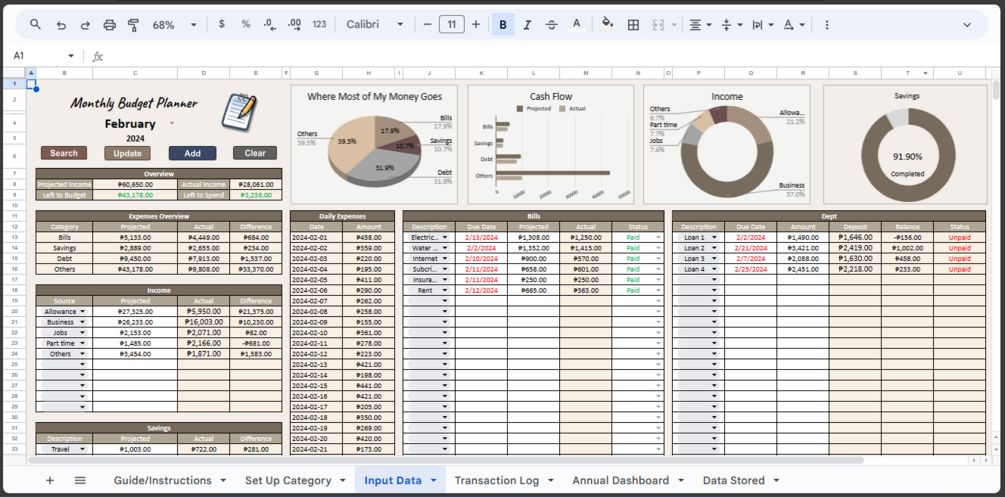 Monthly Budget Tracker Spreadsheet | JH Digital