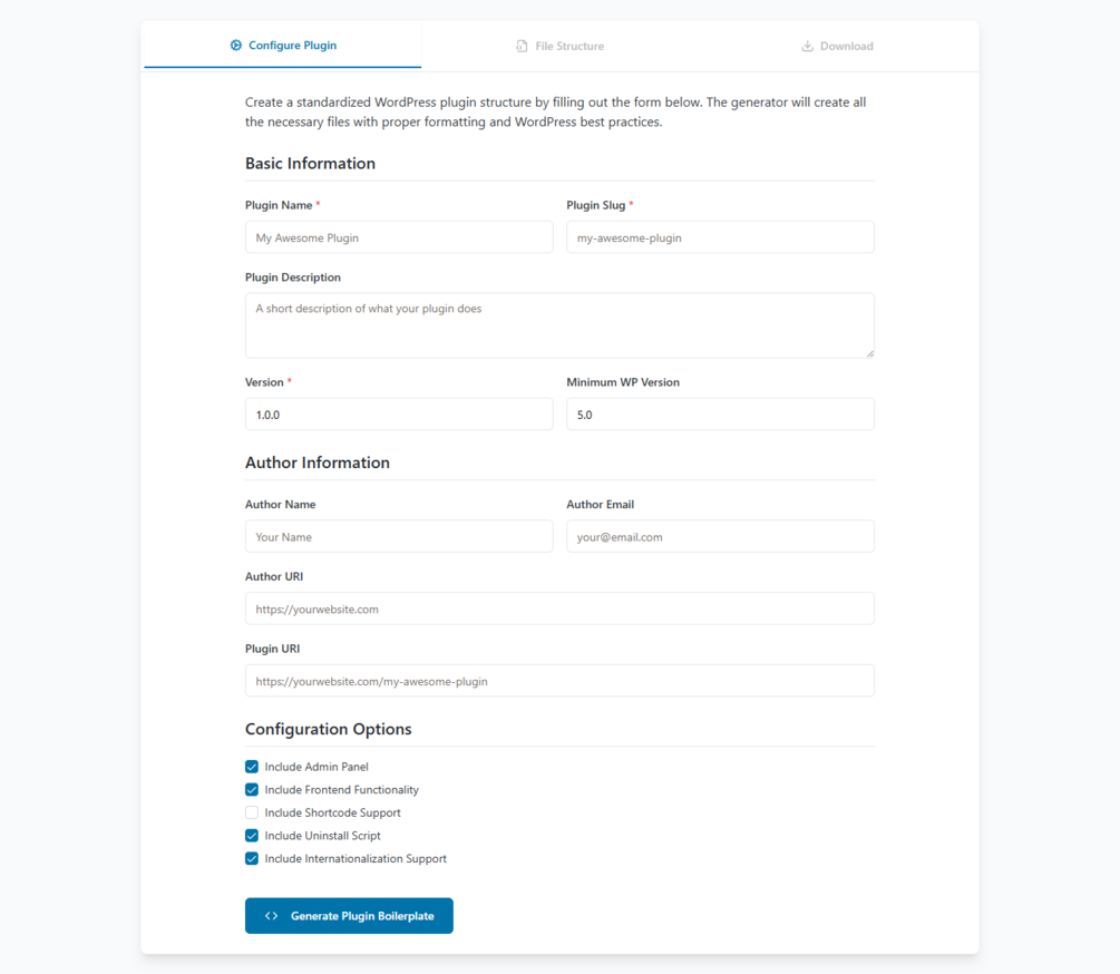 WordPress Plugin Generator