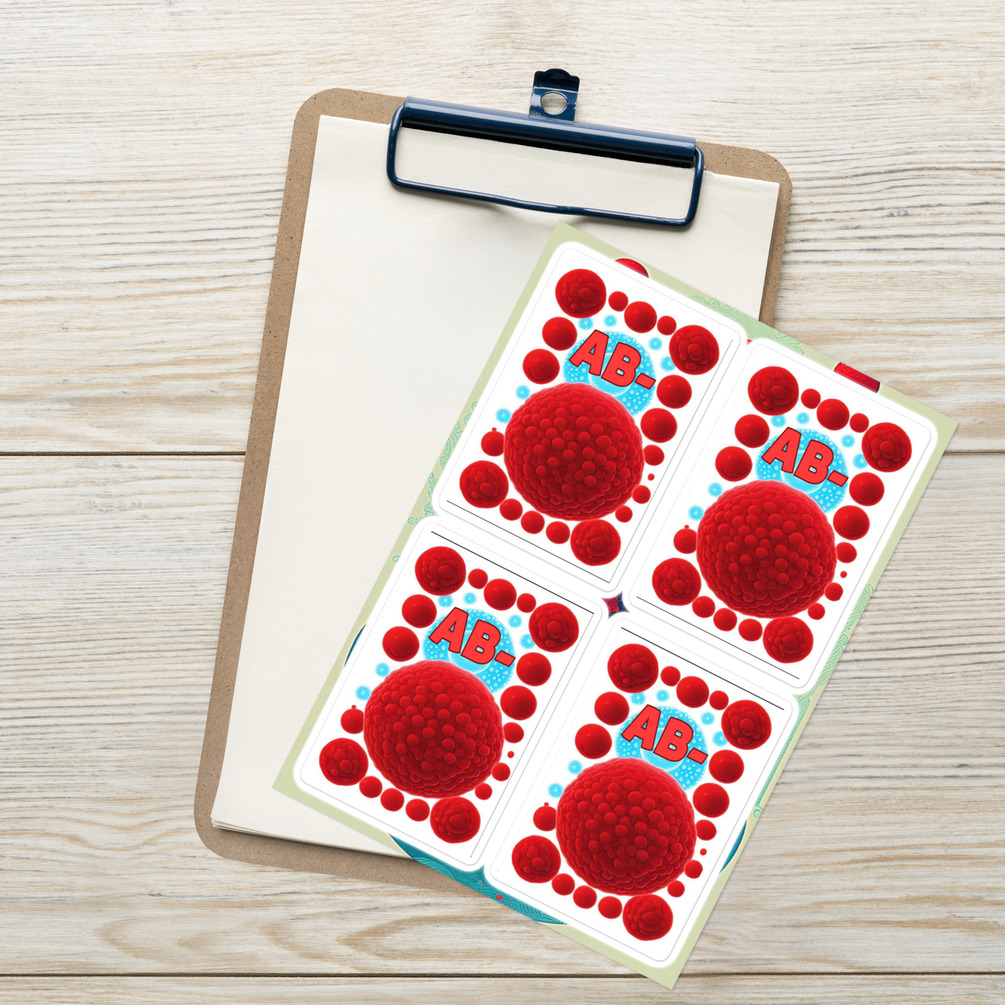 4 Blood Type Kiss Cut Sheet Stickers AB-.