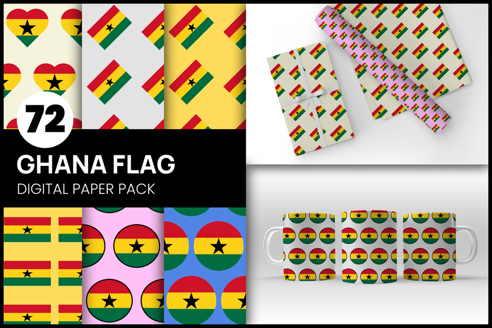 Ghana Flag Seamless Patterns