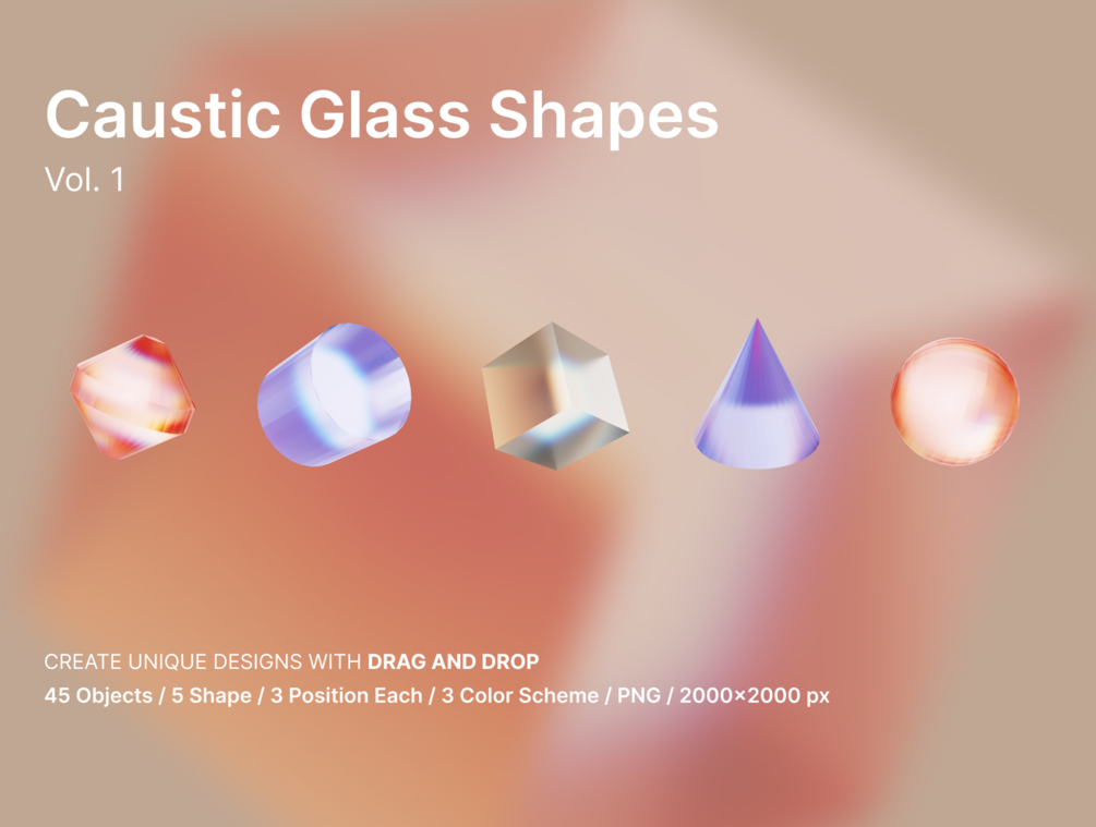 Caustic Glass 3D Shapes