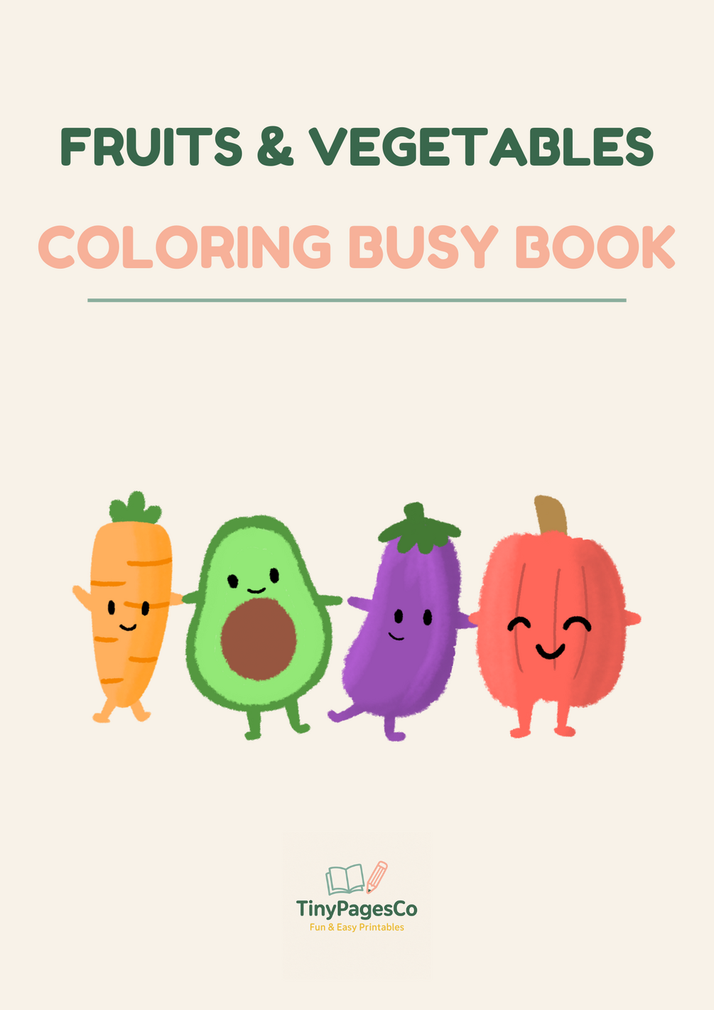 Fruits & Vegetables Coloring Book – 40 Pages (Printable PDF)