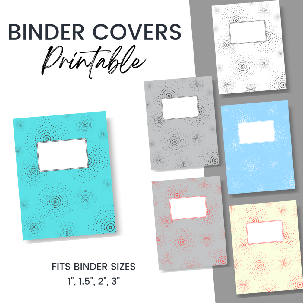 Spiral Dots Binder Covers – 6 Designs, 24 Printable Pages (PDF)