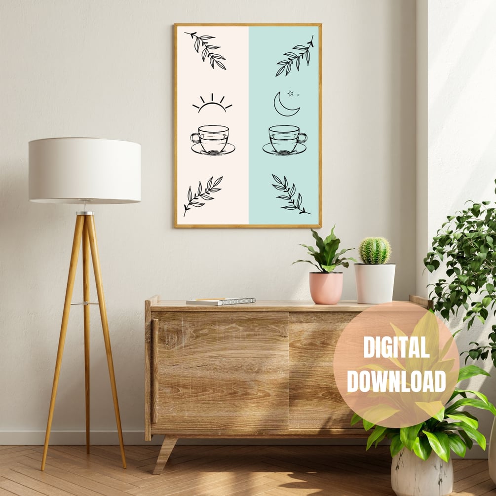 Morning And Evening Tea Wall Art, Printable Abstract Pictures, Sunrise ...
