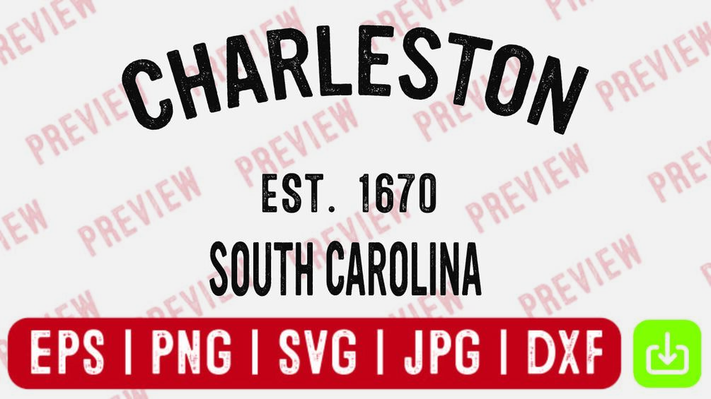 Vintage Charleston City South Carolina Est 1670 Souvenir SVG EPS DXF ...