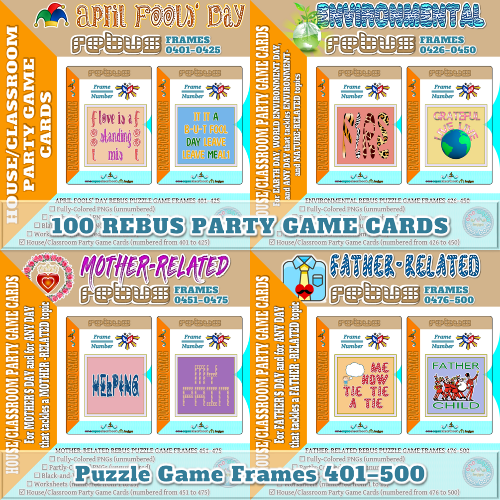 Rebus Puzzle House and Classroom Party Game Cards 401–500