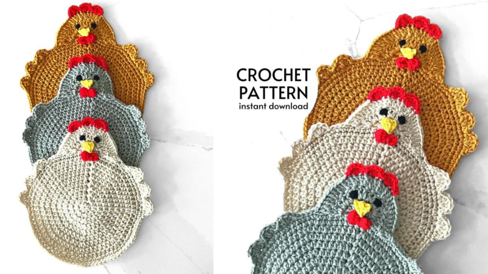 Crochet chicken trivet potholder PDF