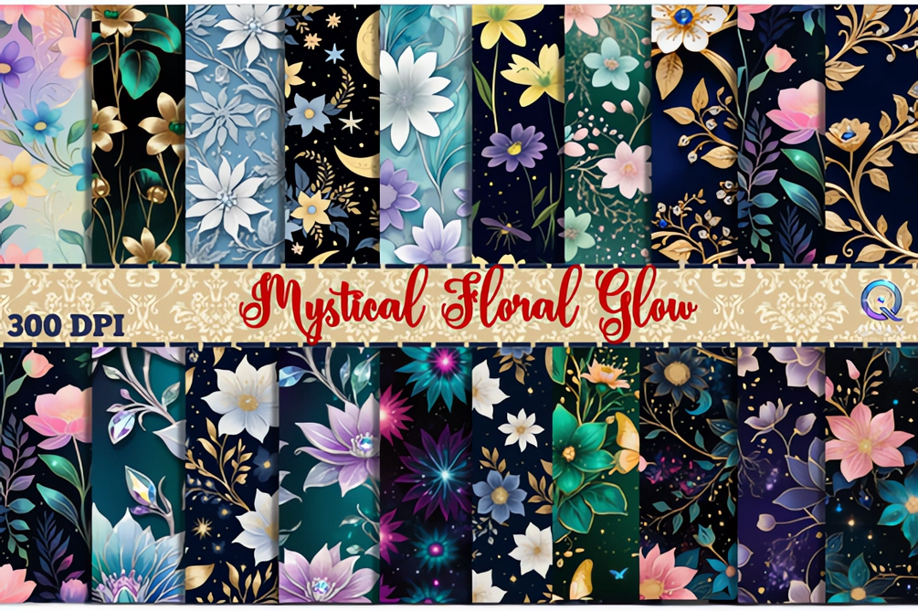 Mystical Floral Glow: 20 Elegant Seamless Patterns